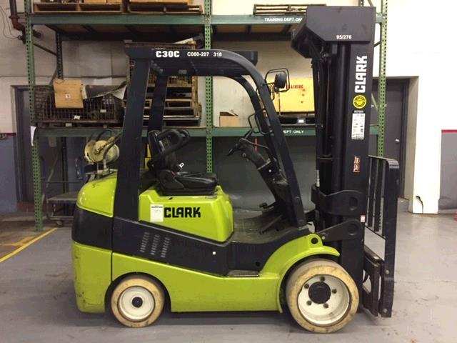 2016 CLARK C30C QUAD MAST FORKLIFT For Sale or Rent